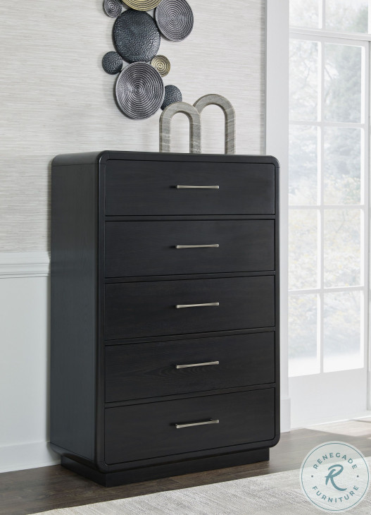 Rowanbeck Black Five Drawer Chest From Ashley Furniture | Coleman Furniture