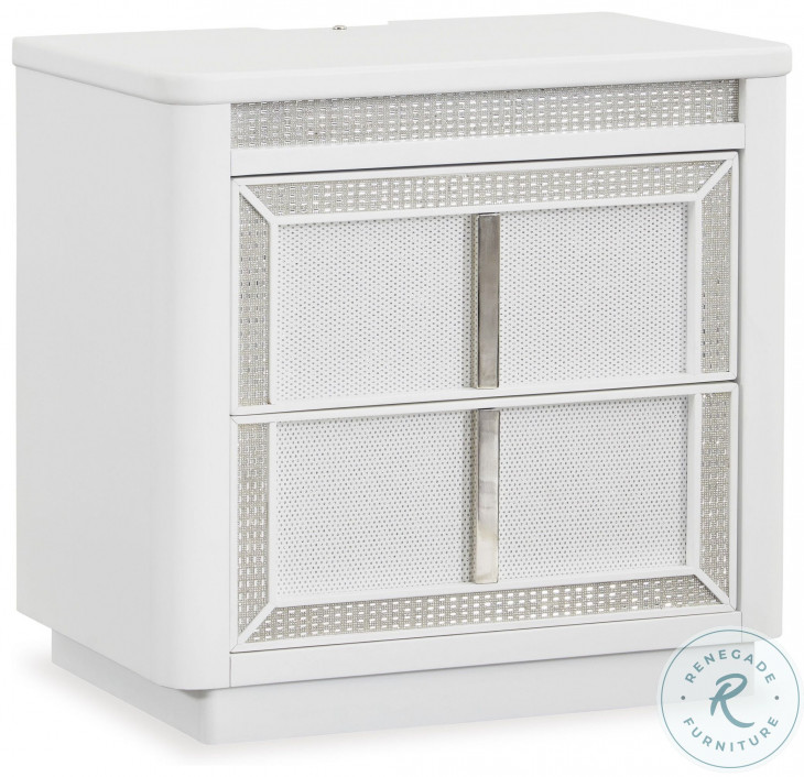 Chalanna White Lacquer Two Drawer Nightstand From Ashley Furniture ...
