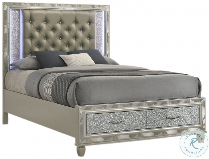 Radiance Silver Panel Storage Bedroom Set from New Classic | Coleman Furniture