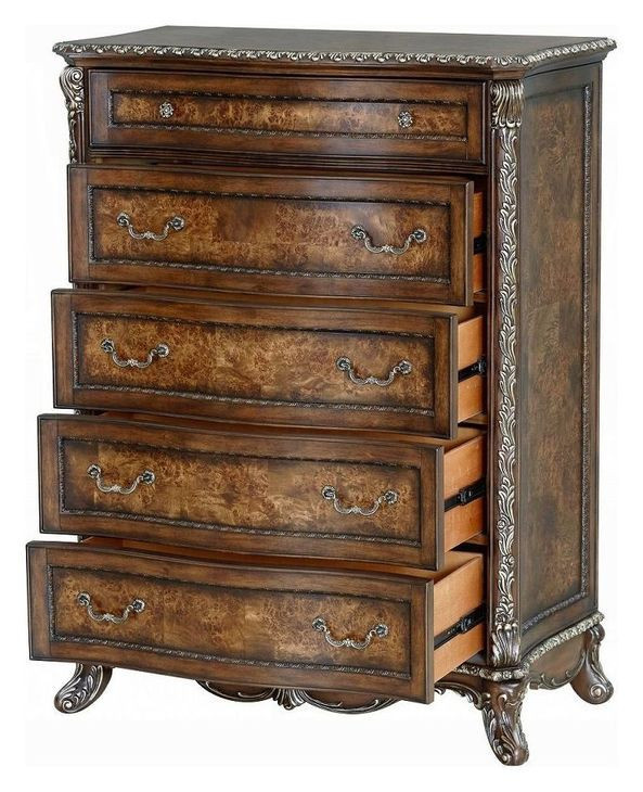 Devany Cream and Cherry Upholstered Panel Bedroom Set from ACME ...