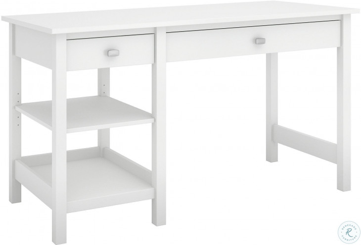 Broadview Pure White Computer Desk with Open Storage from Bush ...
