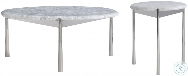 Arris Polished Stainless Steel and Arabescato Large Occasional Table ...