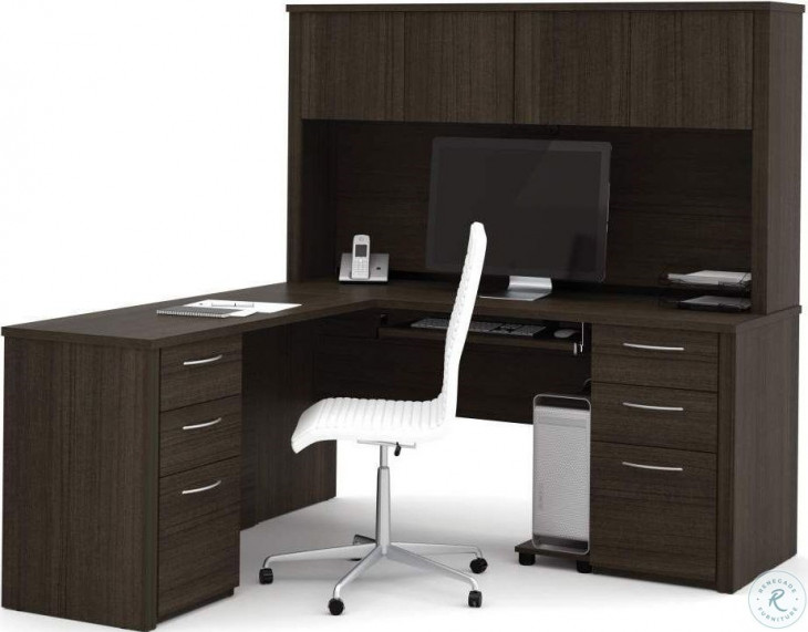 Embassy Dark Chocolate 66" L-Shaped Desk with Hutch from Bestar ...