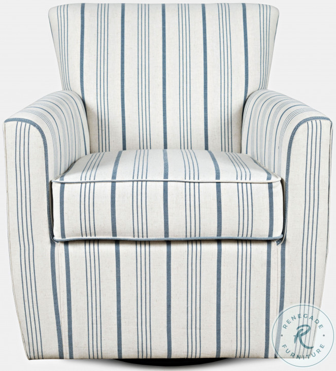 Blakely Off White with Blue Stripes Swivel Accent Chair From Jofran ...