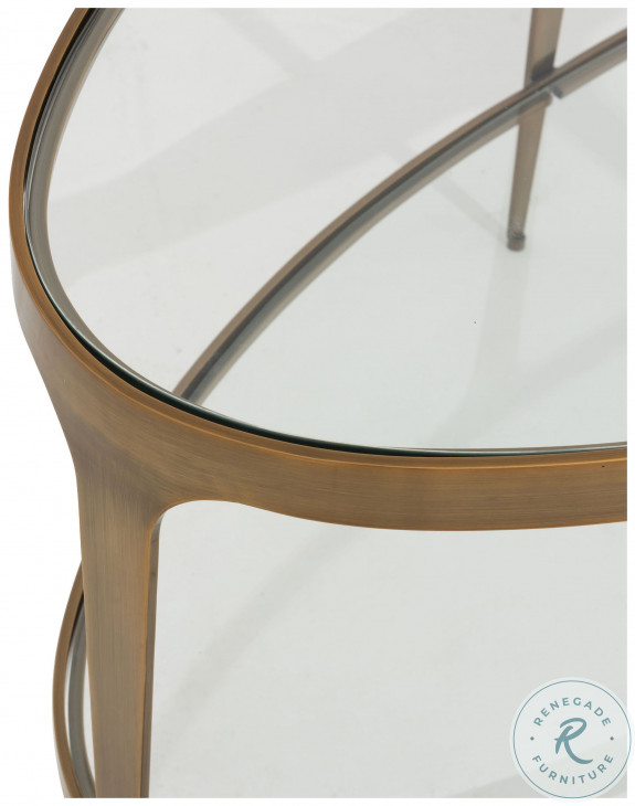 Brando Antique Brass Two Tier Glass Top Oval Coffee Table From Worlds ...