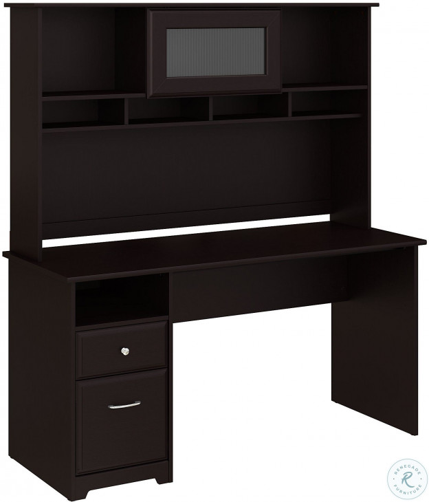 Cabot Espresso Oak Rectangular Computer Desk with Hutch from Bush ...