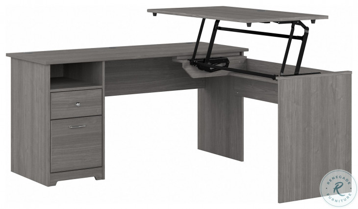 Cabot Modern Gray 60" 3 Position Sit to Stand L Shaped Desk From Bush ...