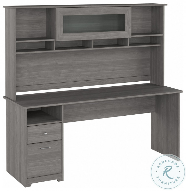 Cabot Modern Gray 72 Computer Desk with Hutch