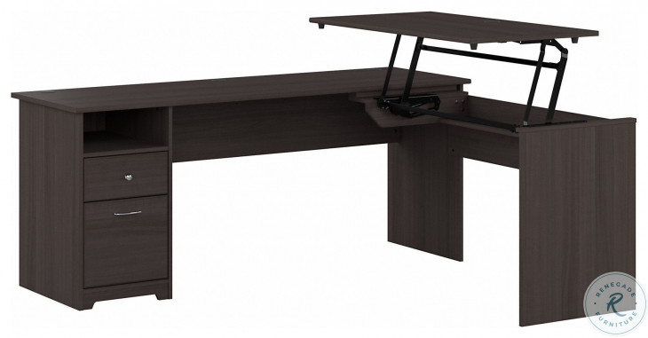 Cabot Heather Gray 72" 3 Position Sit to Stand L Shaped Desk From Bush ...