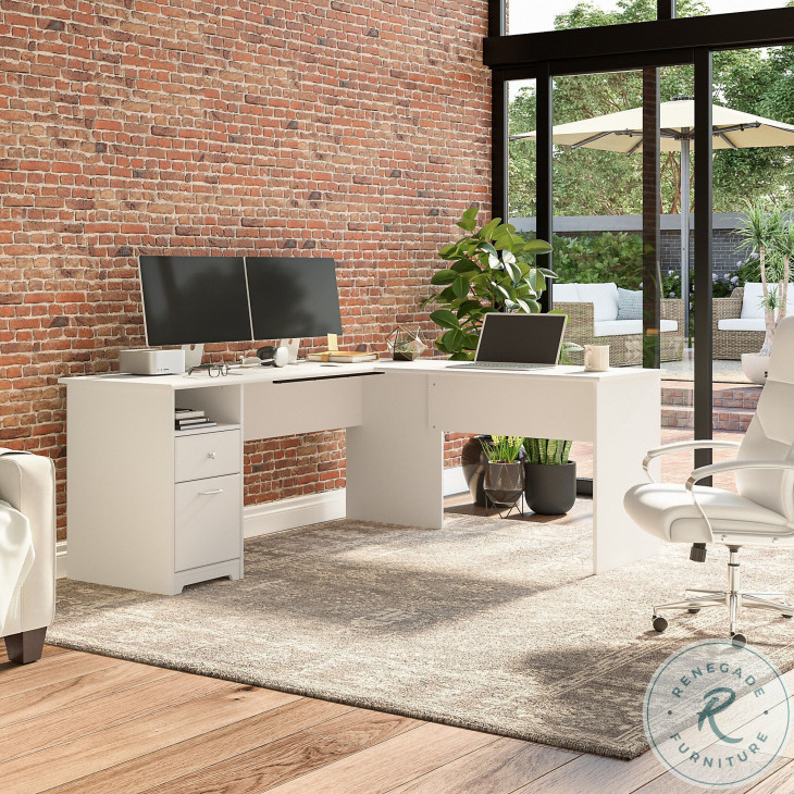 Cabot White 72" L Shaped Computer Desk with Drawers From Bush Furniture ...