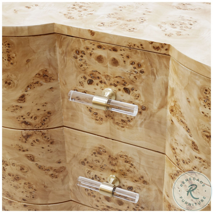 Calvin Light Burl Wood 3 Drawer Side Table From Worlds Away | Coleman ...