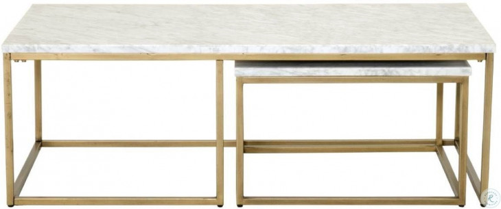 Carrera White Marble And Brushed Gold Nesting Coffee Table From Essentials for Living | Coleman ...