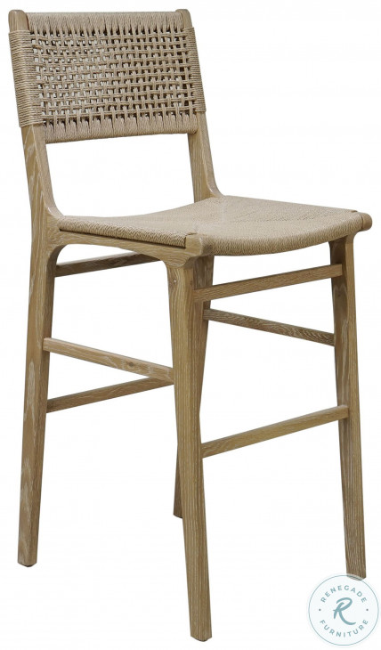 Carson Cerused Oak Woven Back Bar Stool From Worlds Away | Coleman ...