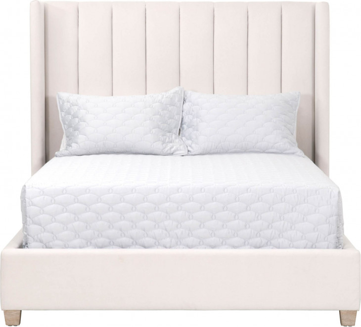 Chandler Cream Velvet King Panel Bed From Essentials for Living ...