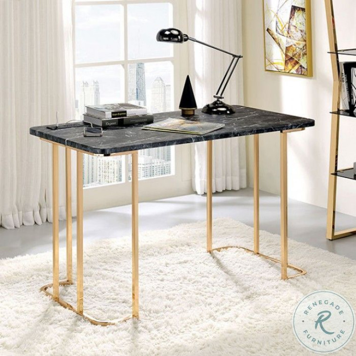 Delphine Black And Gold Desk From Furniture of America | Coleman Furniture