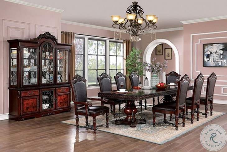 Picardy Brown Cherry Buffet With Hutch From Furniture of America ...