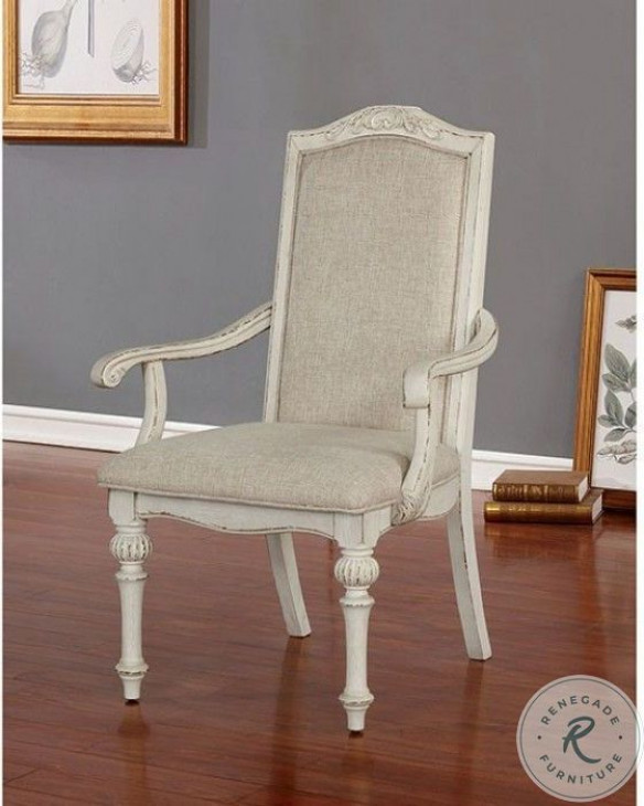 Arcadia Antique White Arm Chair Set Of 2 from Furniture of America ...