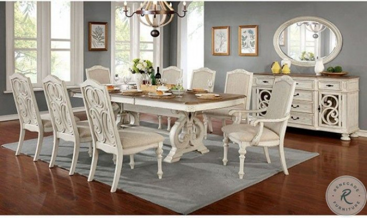 Arcadia Antique White Extendable Dining Table from Furniture of America ...