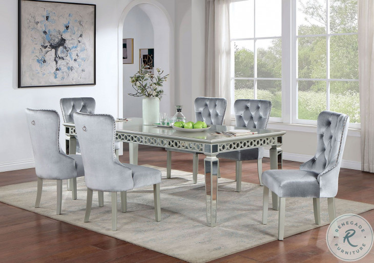 Adalia Silver And Dark Gray Extendable Dining Table From Furniture of America | Coleman Furniture
