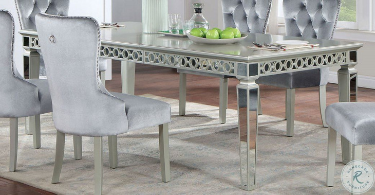 Adalia Silver And Dark Gray Extendable Dining Table From Furniture of America | Coleman Furniture