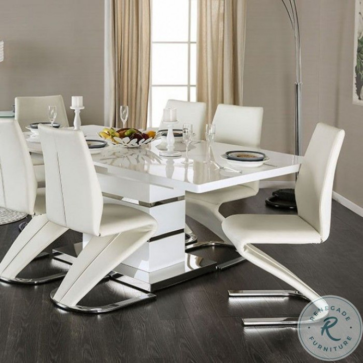 Midvale White and Chrome Extendable Rectangular Dining Table ...