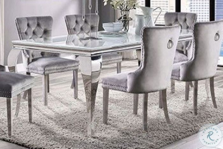 Neuveville White And Chrome Dining Table From Furniture of America ...