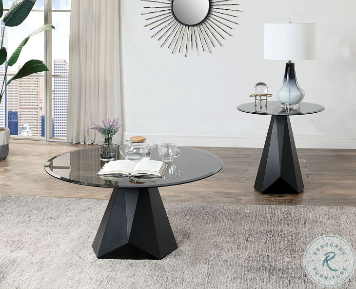 Bishop Black And Gray Glass End Table From Furniture of America ...
