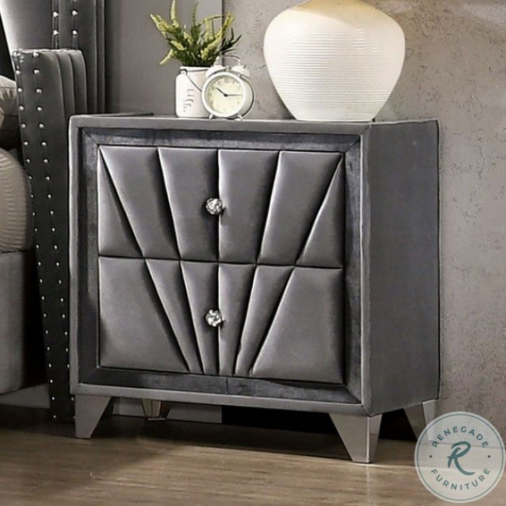 Carissa Gray Upholstered Nightstand | HomeGalleryStores.com | CM7164N