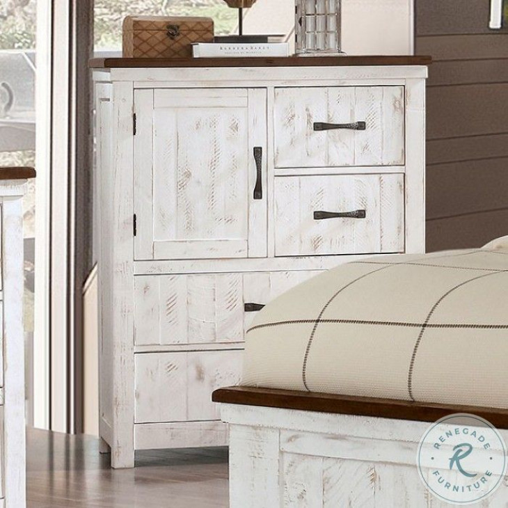 Alyson Distressed White and Walnut Chest From Furniture of America ...