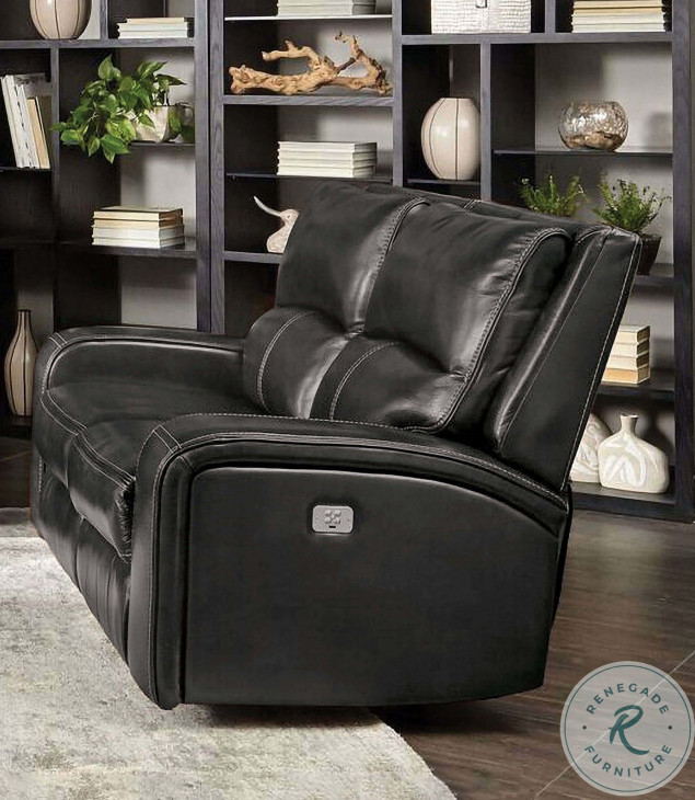 Soterios Charcoal Power Reclining Loveseat From Furniture of America ...
