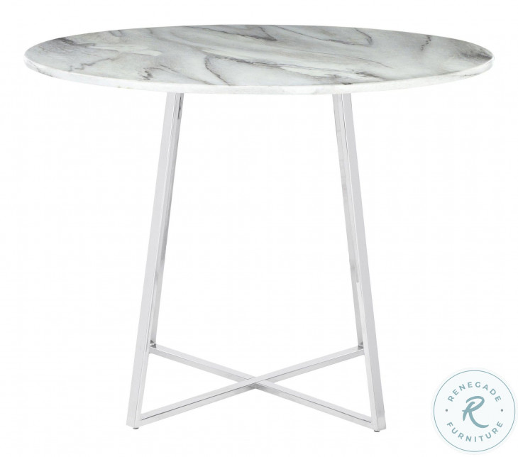 Cosmo Chrome and White Marble Dining Table from Lumisource | Coleman ...