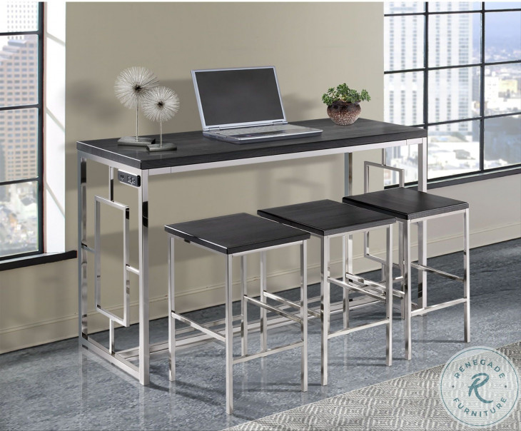 Harper Cappuccino And Chrome Multipurpose Bar Table Set ...