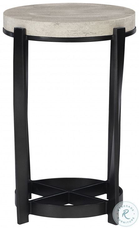 Berkshire Laminated White Stone And Aged Pewter Accent Table From ...