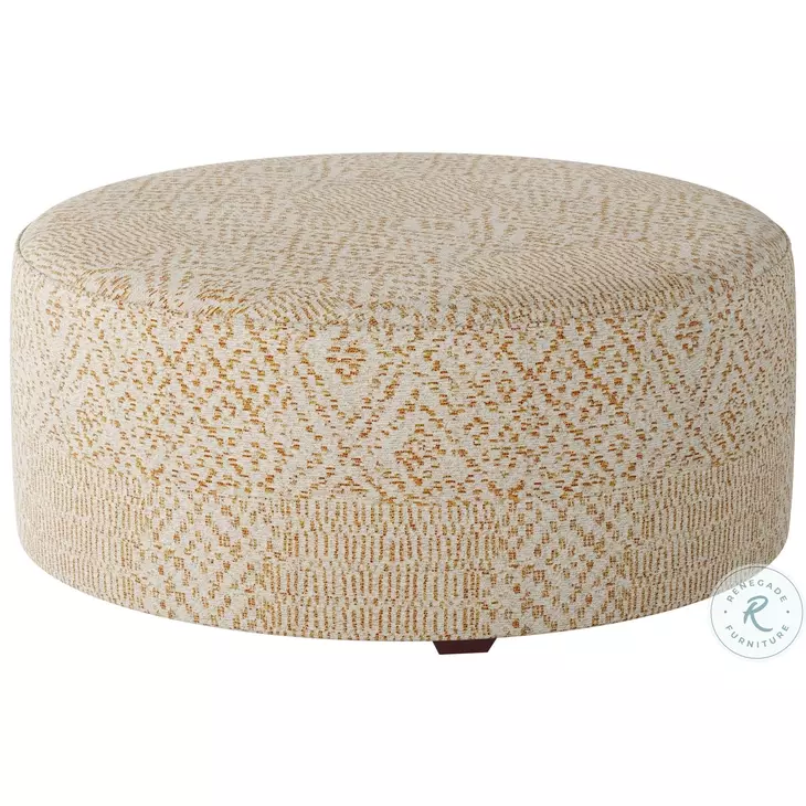 Roughwin Squash Gold and Beige Round Cocktail Ottoman From Home Gallery ...