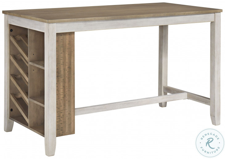 Skempton White And Light Brown Counter Height Table | HomeGalleryStores ...