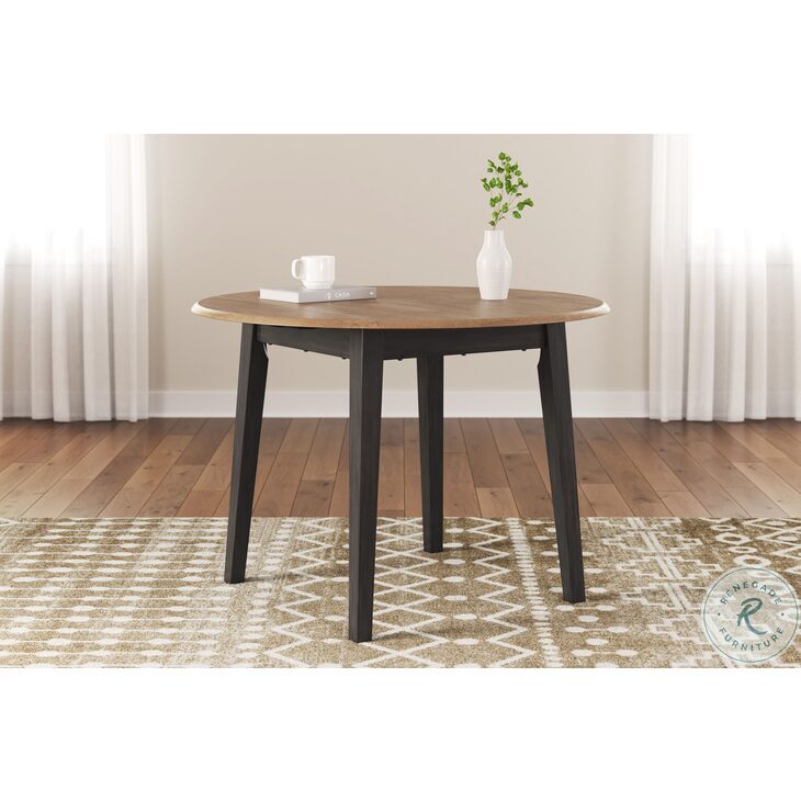 Gesthaven Natural And Brown Drop Leaf Round Dining Table From Ashley ...