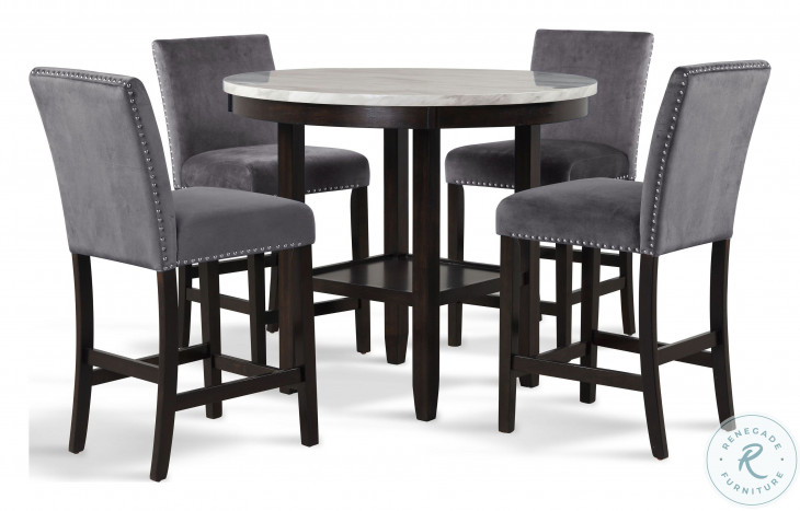 Celeste Espresso And White 42" Round Counter Height Dining Table ...