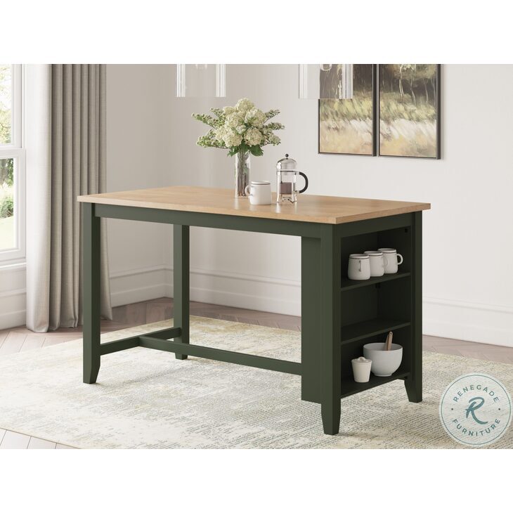Gesthaven Natural And Green Rectangular Counter Height Dining Table ...