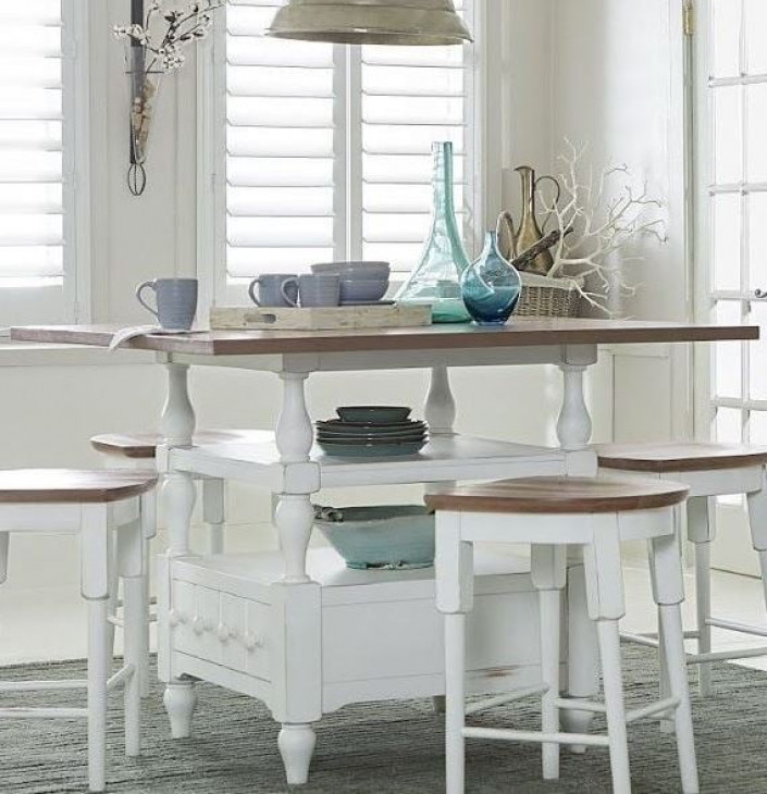 Shutters Light Oak And Distressed White Counter Height Dining Table ...