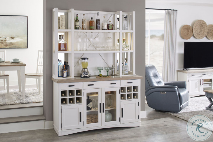 Americana Modern Cotton 66" Quartz Insert Buffet with Open Hutch From ...