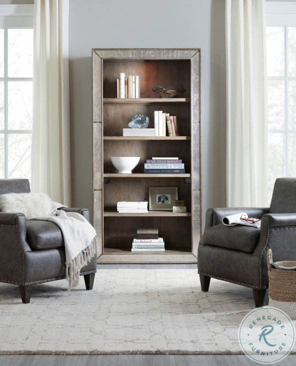 Rustic Light Wood Glam Bookcase from Hooker | Coleman Furniture