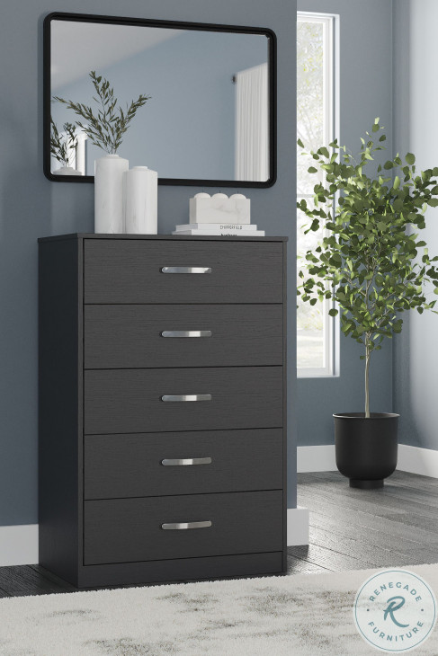 Finch Black Five Drawer Chest From Ashley Furniture | Coleman Furniture
