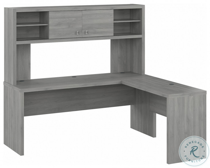 Echo Modern Gray 72 L Shaped Computer Desk with Hutch