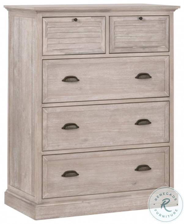Traditions Natural Gray Acacia Eden 5 Drawer High Chest From Orient ...