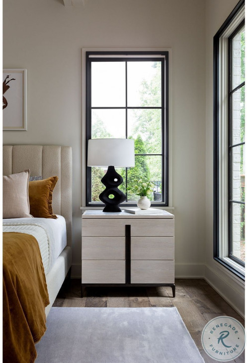 Erinn V X Calacatta Marble And Silver Lining 3 Drawer Maren Nightstand ...