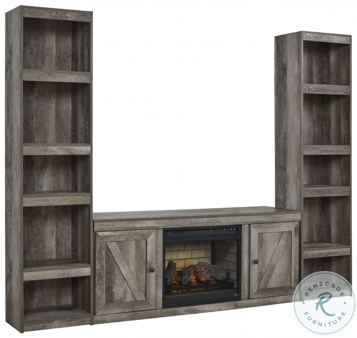 Wynnlow Gray Entertainment Center with Infrared Fireplace Insert From ...
