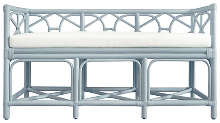 Ferguson Blue and Ivory Performance Fabric 48" Bench from Worlds Away ...