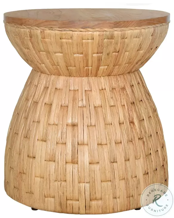 Fiji Water Hyacinth Weave And Mindi Round End Table From Worlds Away ...