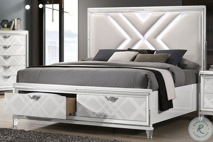 Emmeline White Storage Platform Bedroom Set from Furniture of America ...