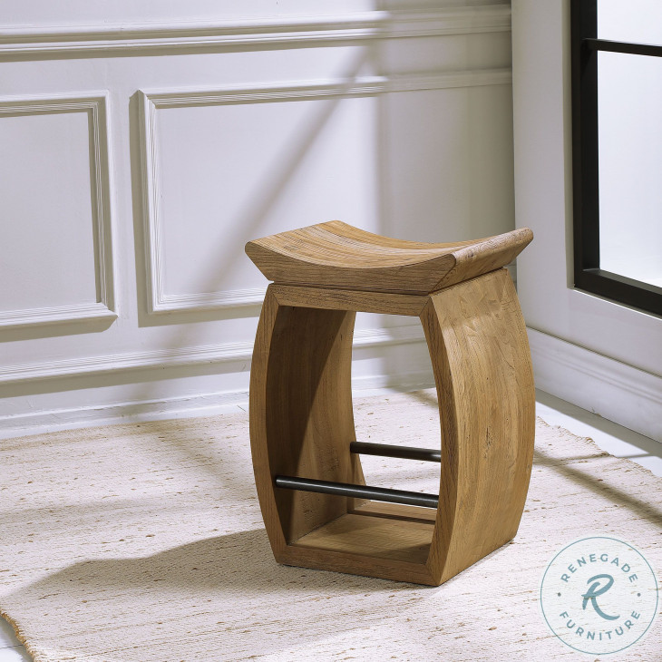 Connor Dark Steel Modern Wood Counter Stool from Uttermost | Coleman ...